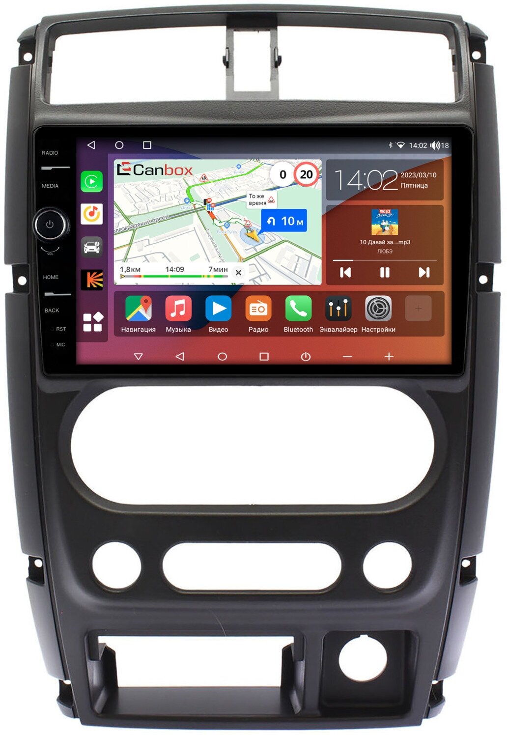 Штатная магнитола Canbox H-Line 7845-9-357 для Suzuki Jimny 3 2005-2019 на Android 10 (4G-SIM, 8/256, DSP, QLed)