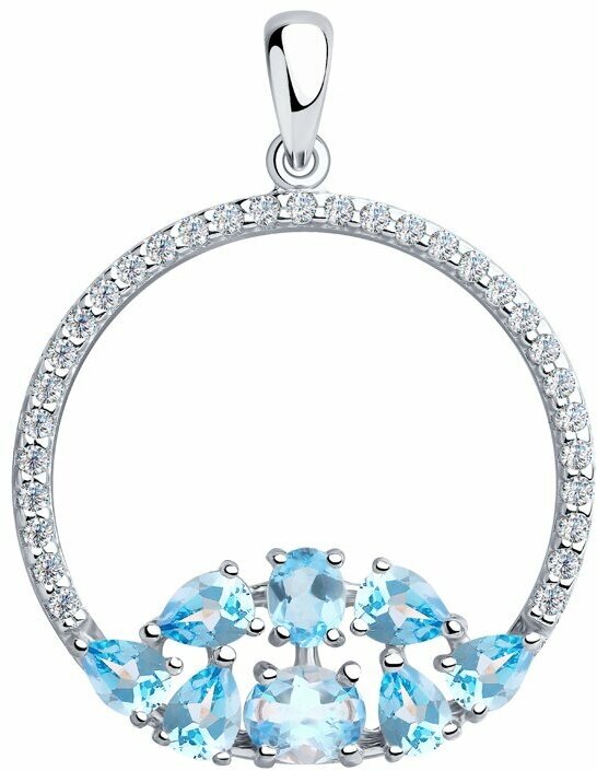 Подвеска, серебро, 925 проба, фианит, топаз