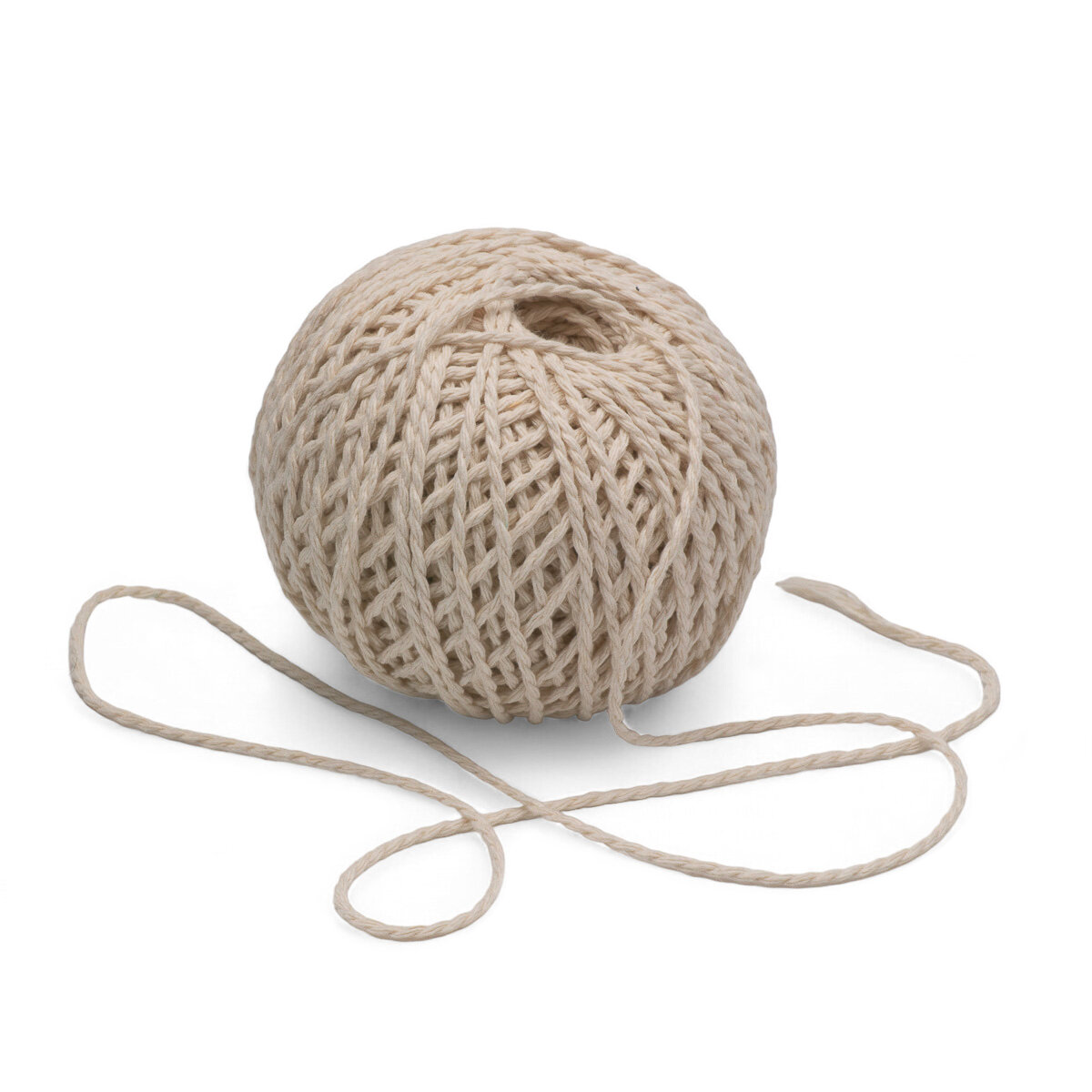 Шнур хлопковый плетеный для рукоделия и одежды, 2мм*100м, Айрис (суровый)