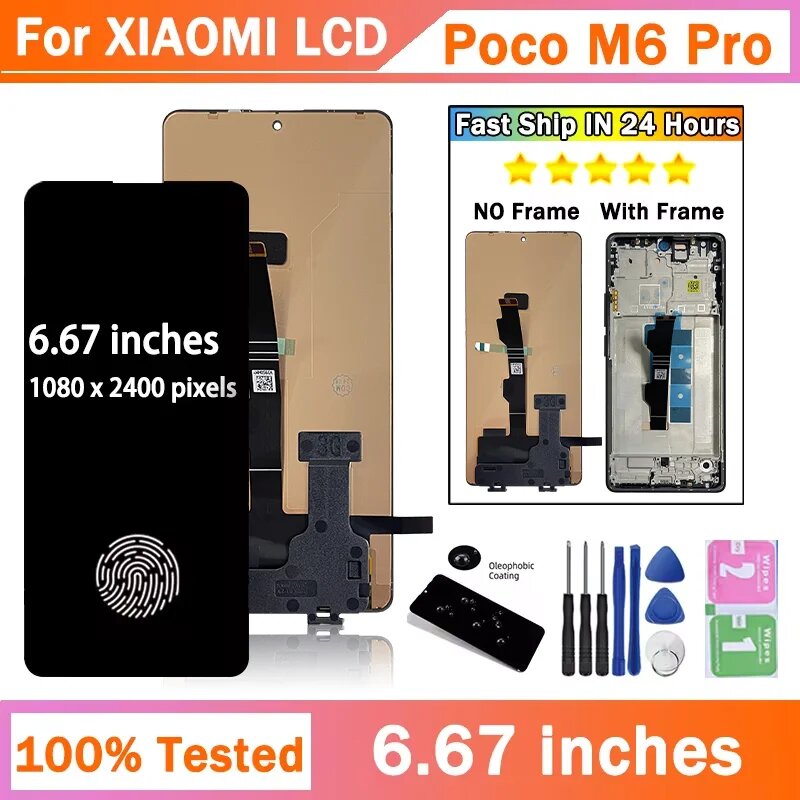 6,67 "AMOLED для Xiaomi Poco M6 Pro 4G ЖК-дисплей цифровой преобразователь сенсорного экрана в сборе M6Pro Замена экрана TFT Black Frame