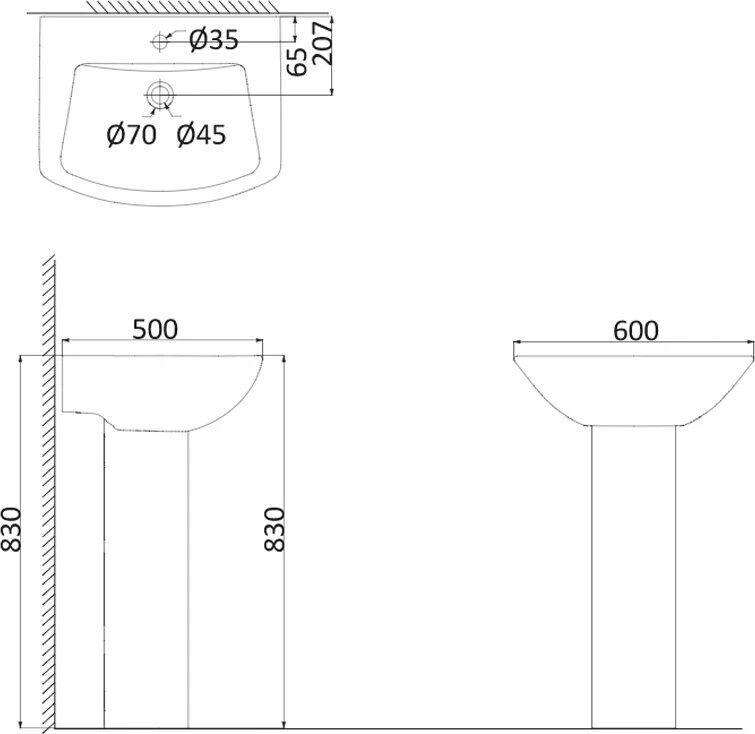 Раковина Creo Ceramique Tours 60 TO3000N
