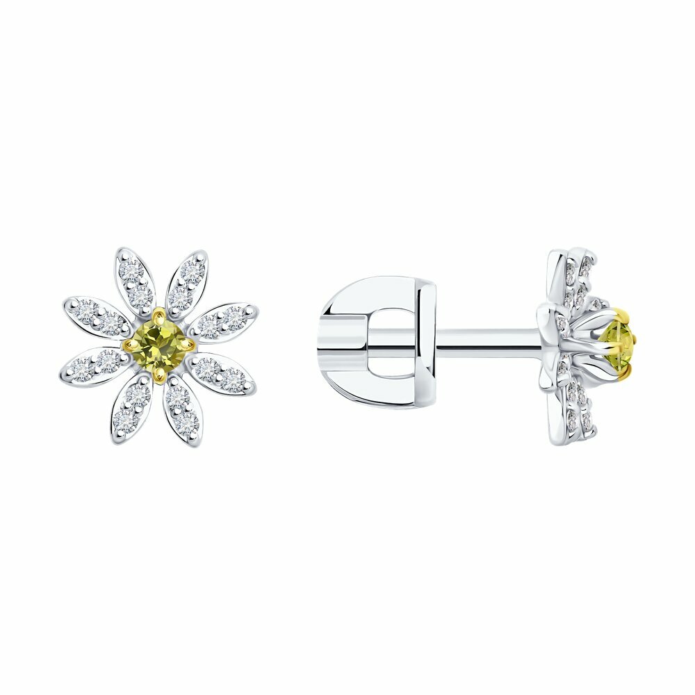 Серьги, белое золото, 585 проба