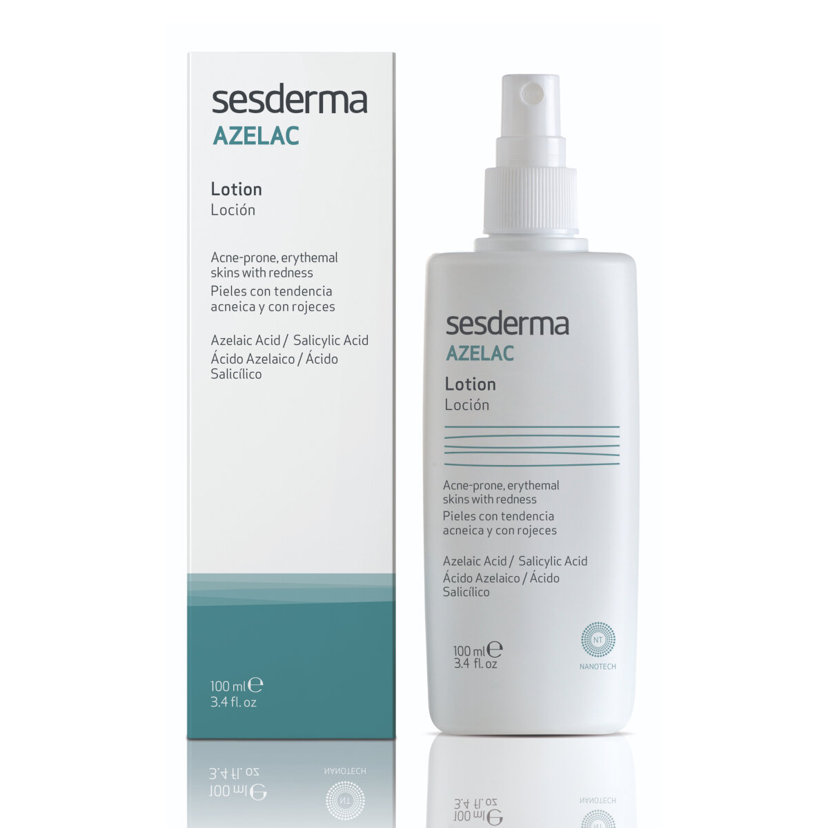 Sesderma AZELAC Facial/body/hair lotion – Лосьон для лица, волос и тела, с салициловой и азелаиновой кислотами, 100 мл