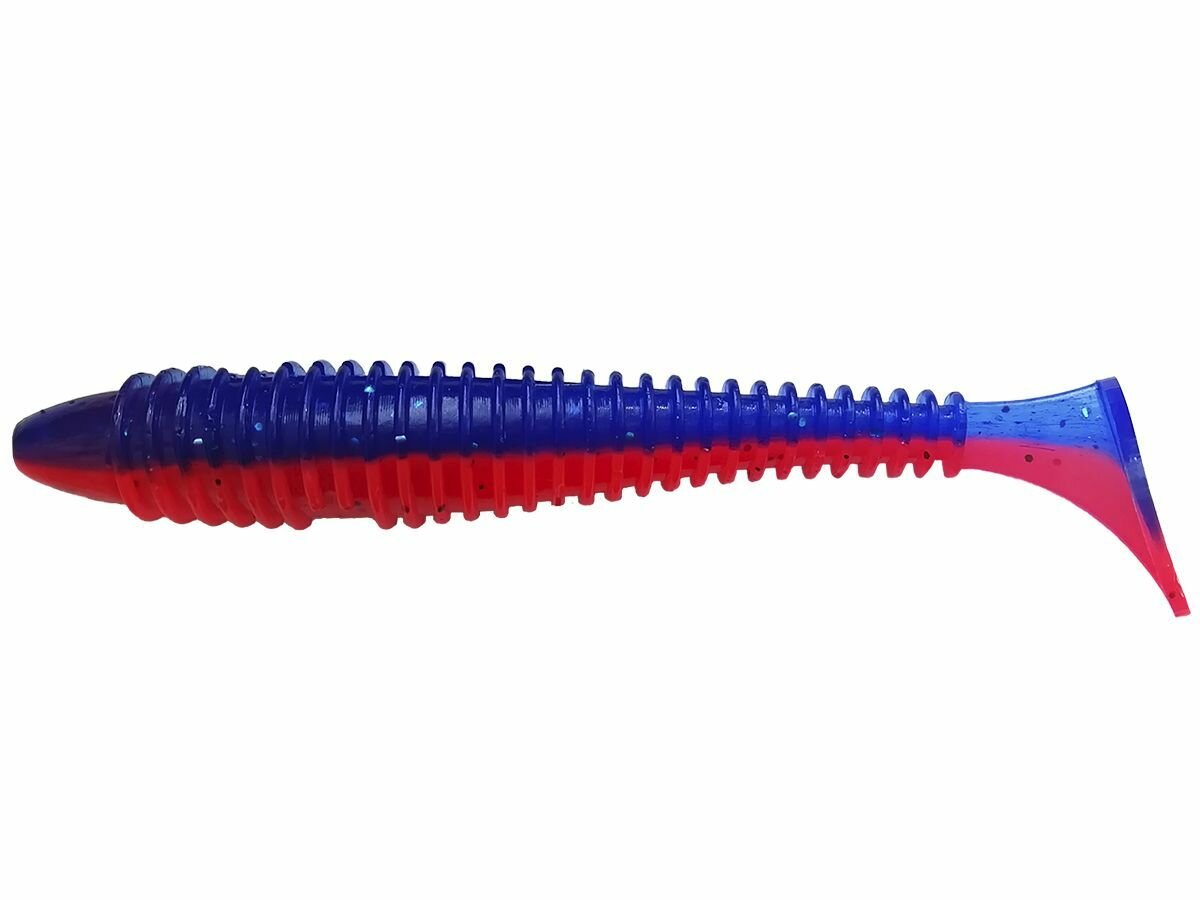 Мягкая Силиконовая приманка Ribbed Worm FAT 150 мм, Фиолетово-красный/Violet-fire, 2 шт. уп.
