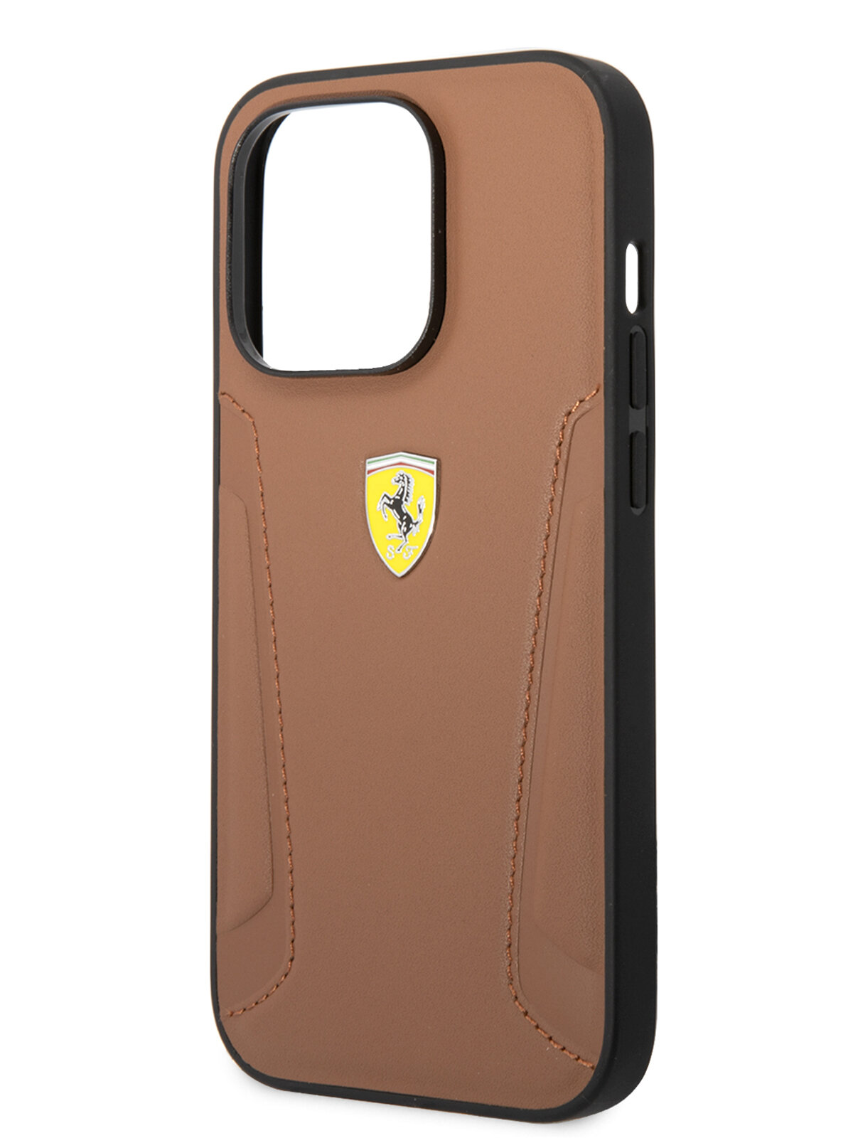 Ferrari для iPhone 14 Pro Max чехол Leather Stamped sides Hard Camel