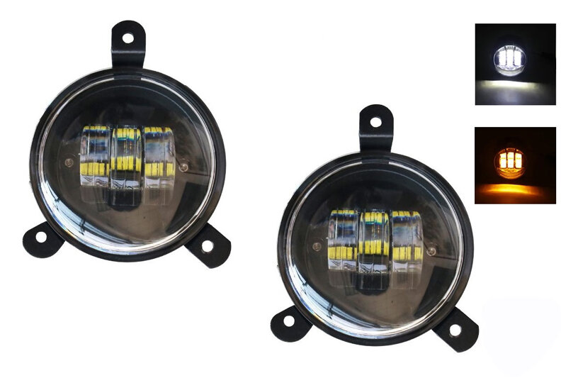 Фара противотуманная ZF-5279YW со светодиодами белый/желтый прожектор на Приору (90*90*67MM) 12V-30W