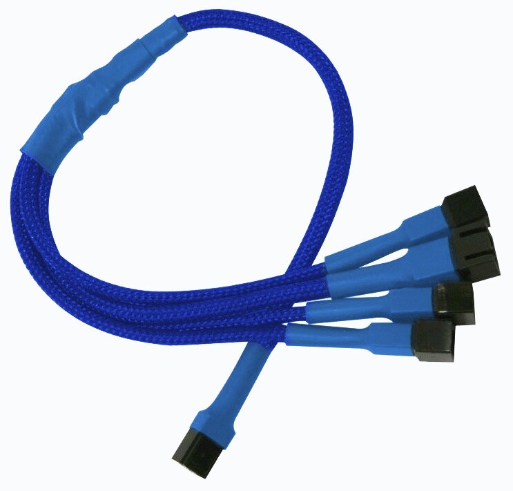 Разветвитель Nanoxia 3-pin в 4 х 3-pin, 60см . синий NX34A60B