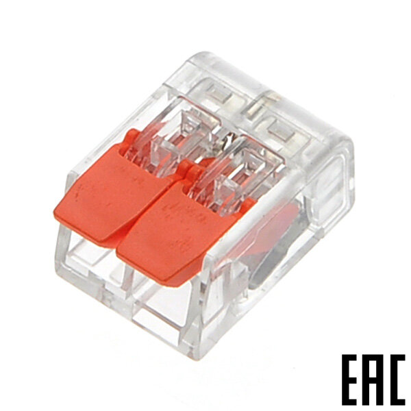 Зажим VSE-D412 безвинтовой 2х(0,14-4,0) кв. мм оранжевые клавиши (41 шт. в комплекте)