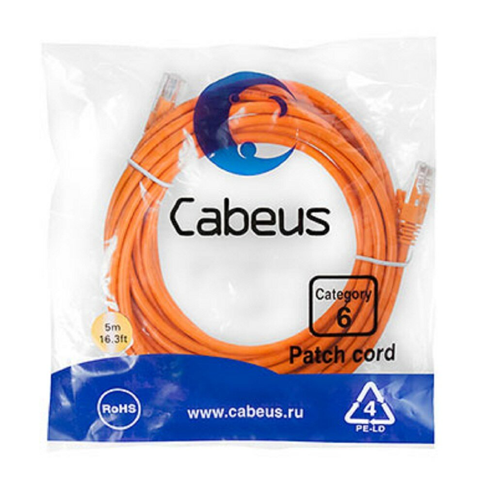 Патч-корд интернет кабель Cabeus кат.6 5м
