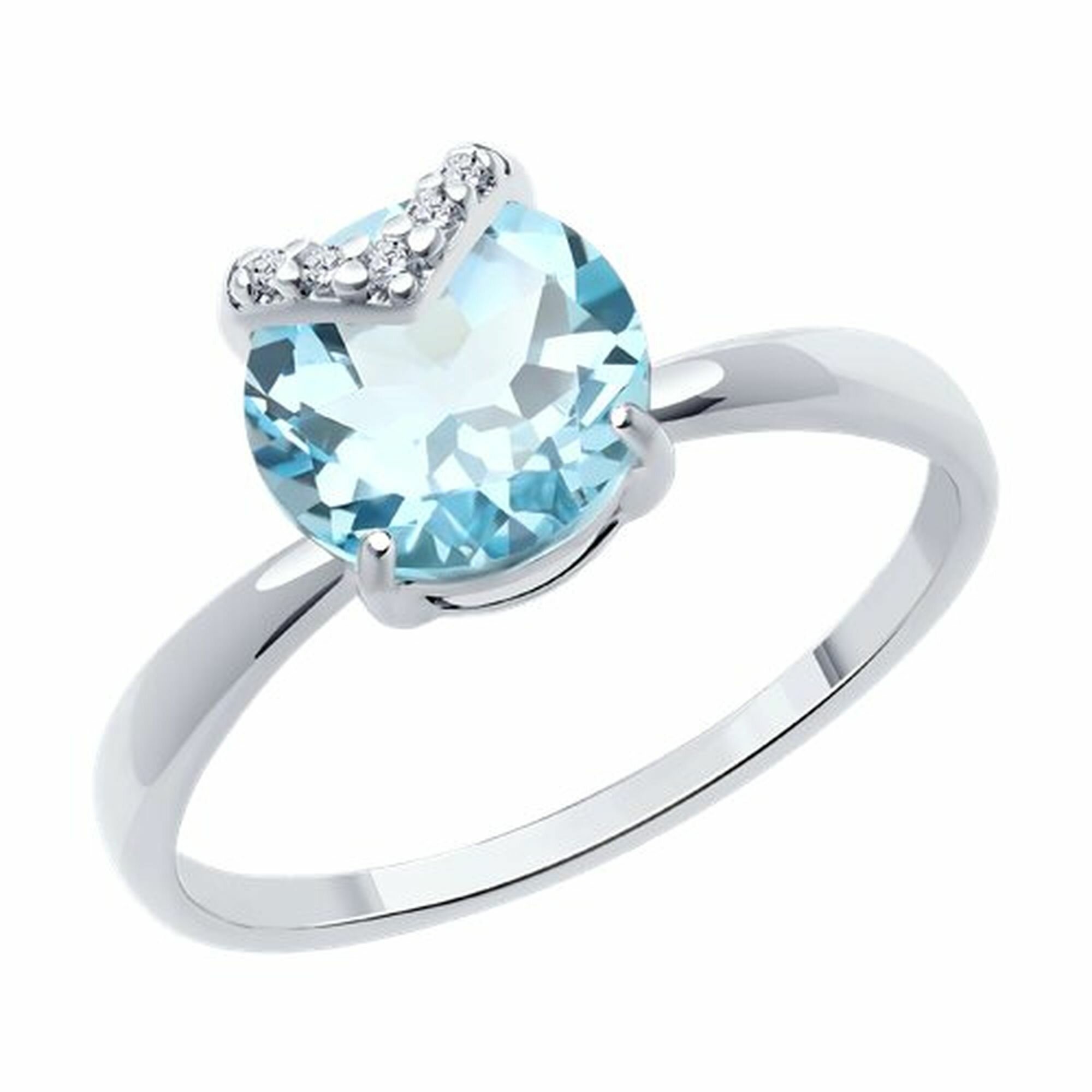 Кольцо, серебро, 925 проба, родирование, фианит, топаз