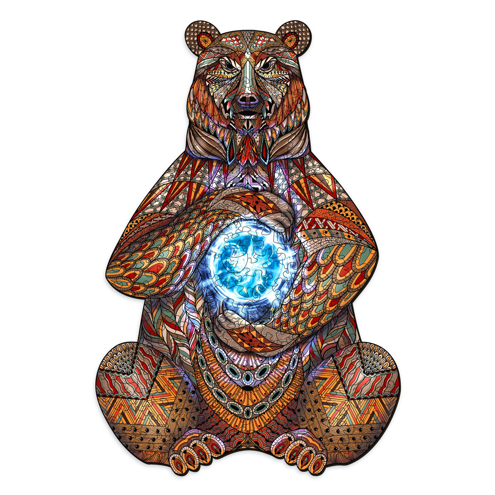 Деревянный пазл для детей и взрослых/Могучий медведь/головоломка/подарочный набор/игра