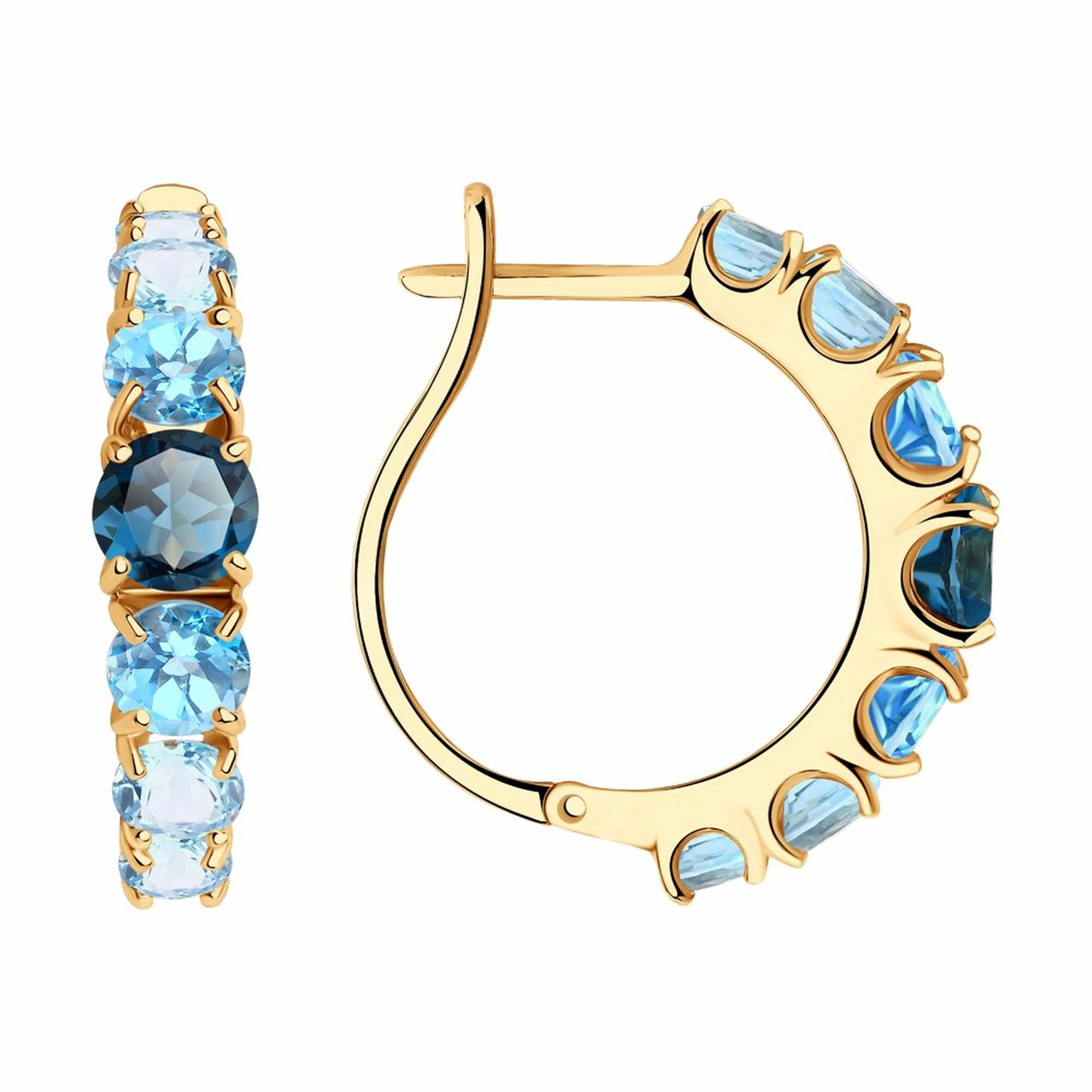 Серьги, красное золото, 585 проба, Лондон топаз, топаз