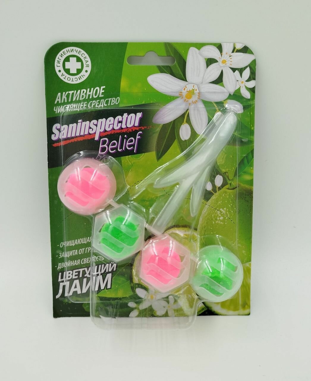 Туалетный блок Saninspector Belief аромат Цветущий лайм , средство для унитаза , 1 шт