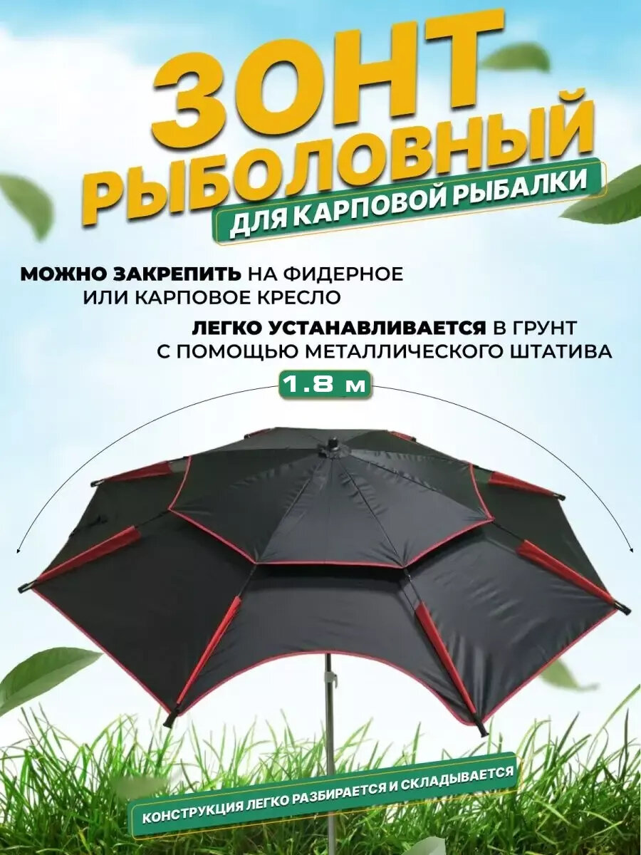 Зонт рыболовный (1,8 м, Черный)