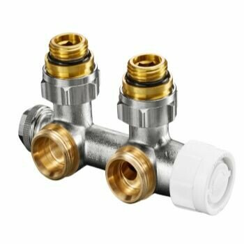 Присоединительная арматура, Multiblock T, угловая, 3/4", 1/2", НН, цвет-никелированный, с преднастройкой