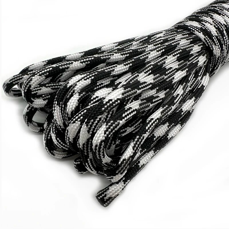 FLYER TANG 550 Паракорд 7-жильный шнур 4 мм Черный, Black White070, 5Meters