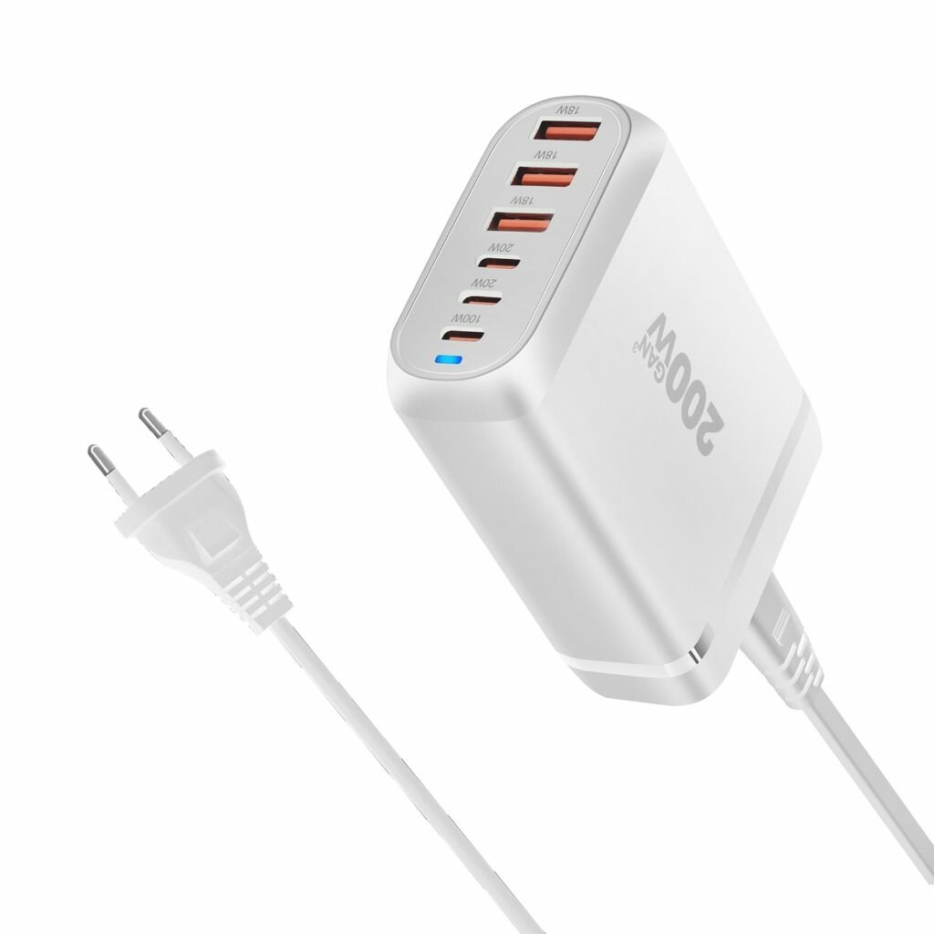 200 Вт USB C зарядной станцией c 6 портами