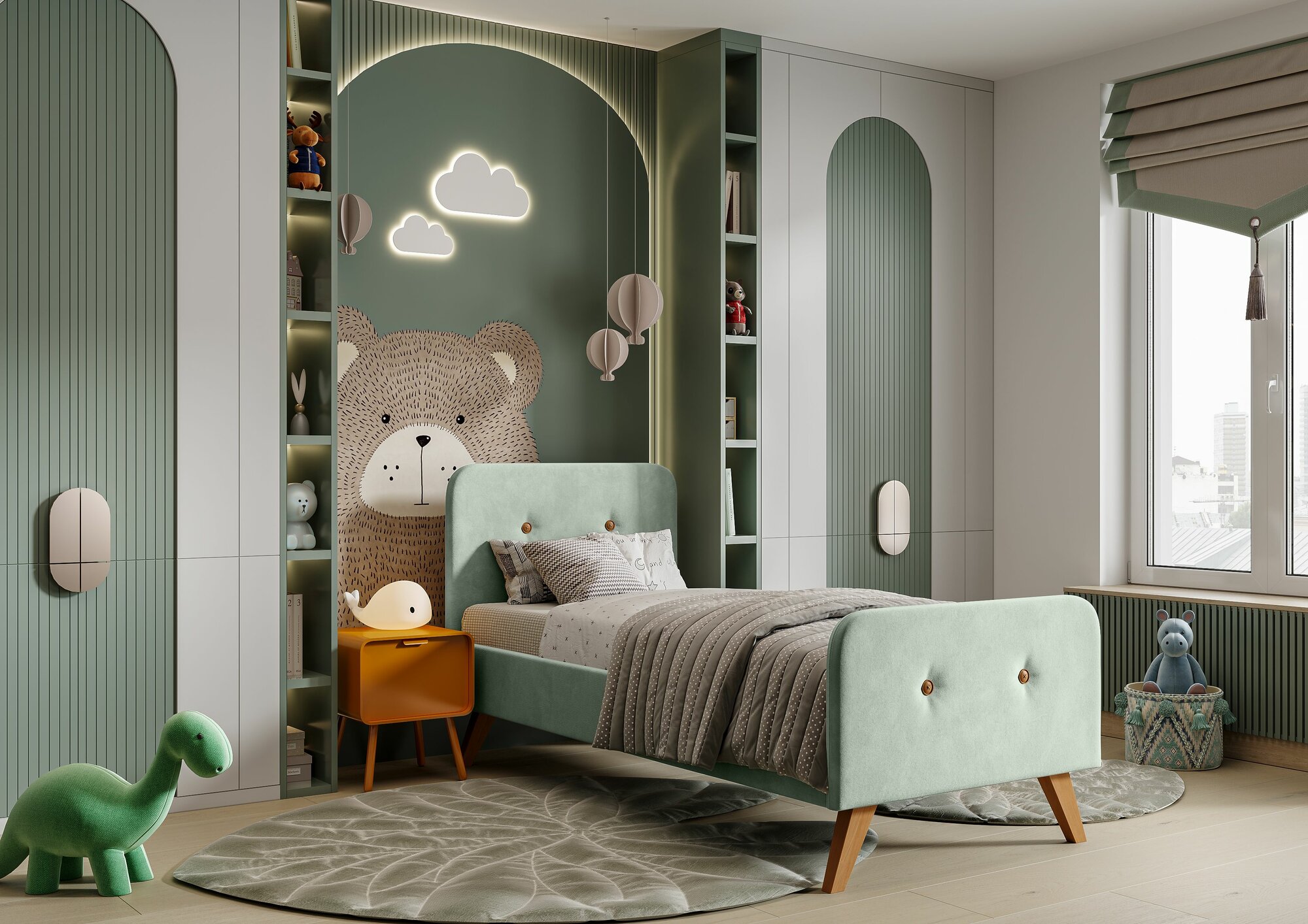 Кровать с мягким изголовьем "Марго" 90 х 200 см (Velutto 14)