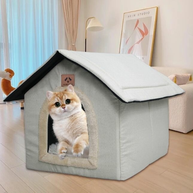 Домик для собак мелких пород и кошек мягкий, будка для животных, 45X40X45 CM , лежанка RIE
