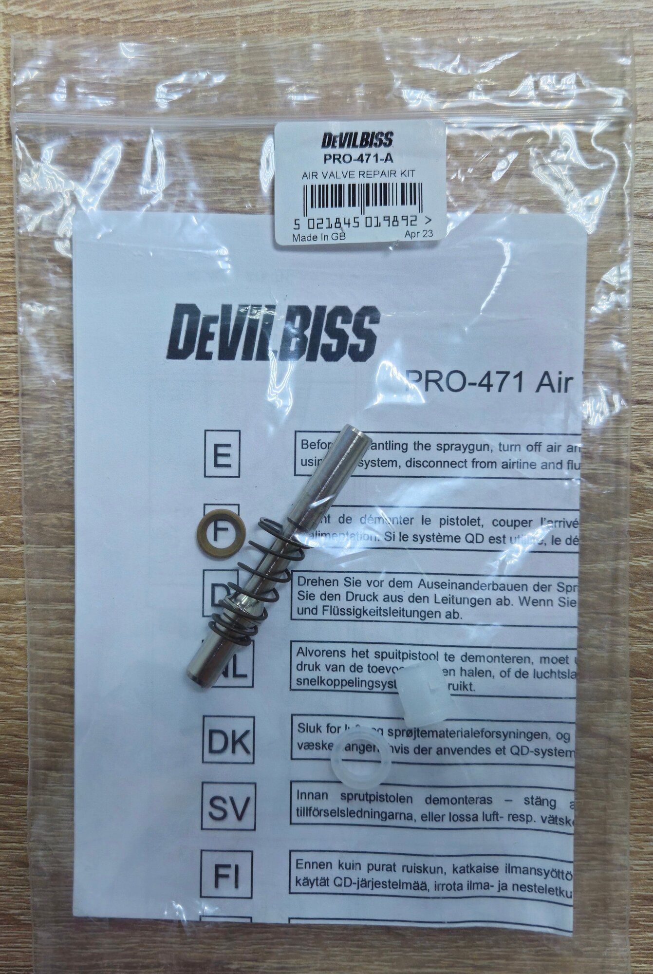 Ремкомплект воздушного клапана для Devilbiss Gti Pro litePRO-471-A