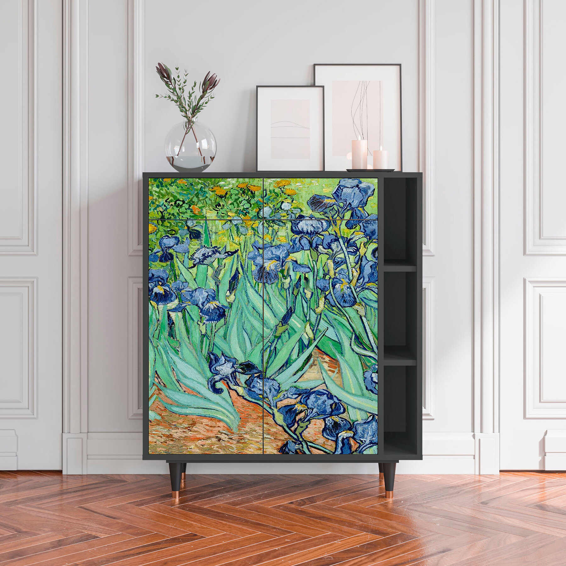 Комод - STORYZ - BS6 Irises by Vincent van Gogh, Размер - 94 x 110 x 41 см, Цвет корпуса - , Антрацит