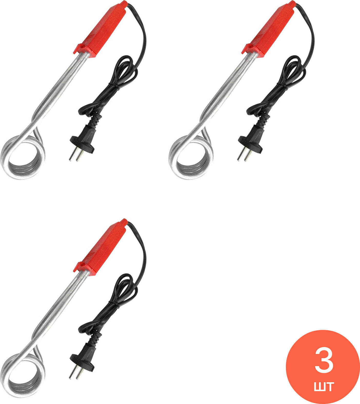 Кипятильник HomeStar / ХоумСтар HB-012 электрический, погружной, алюминиевый, длина нагревательного элемента 14см, 1200Вт / товары для дома (комплект из 3 шт)