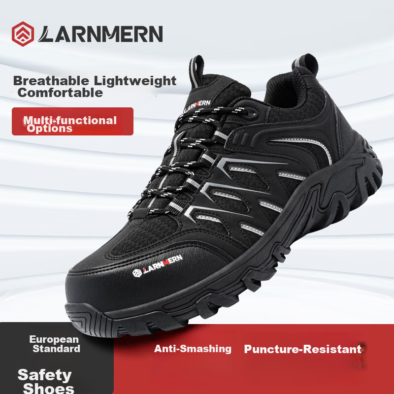 LARNMERN Safety Shoes, 12KV Electrical Insulation Shoes, Non-Metal Anti-Smashing Anti-Puncture Construction Site Safety Shoes, Black Insulated, Size 41