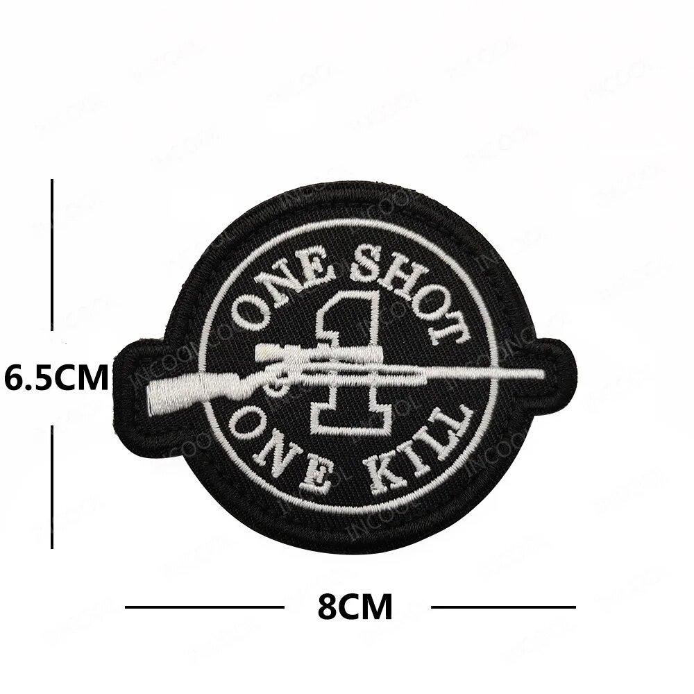 Нашивка черная INCOOL One Shot One Kill 8x6.5 см