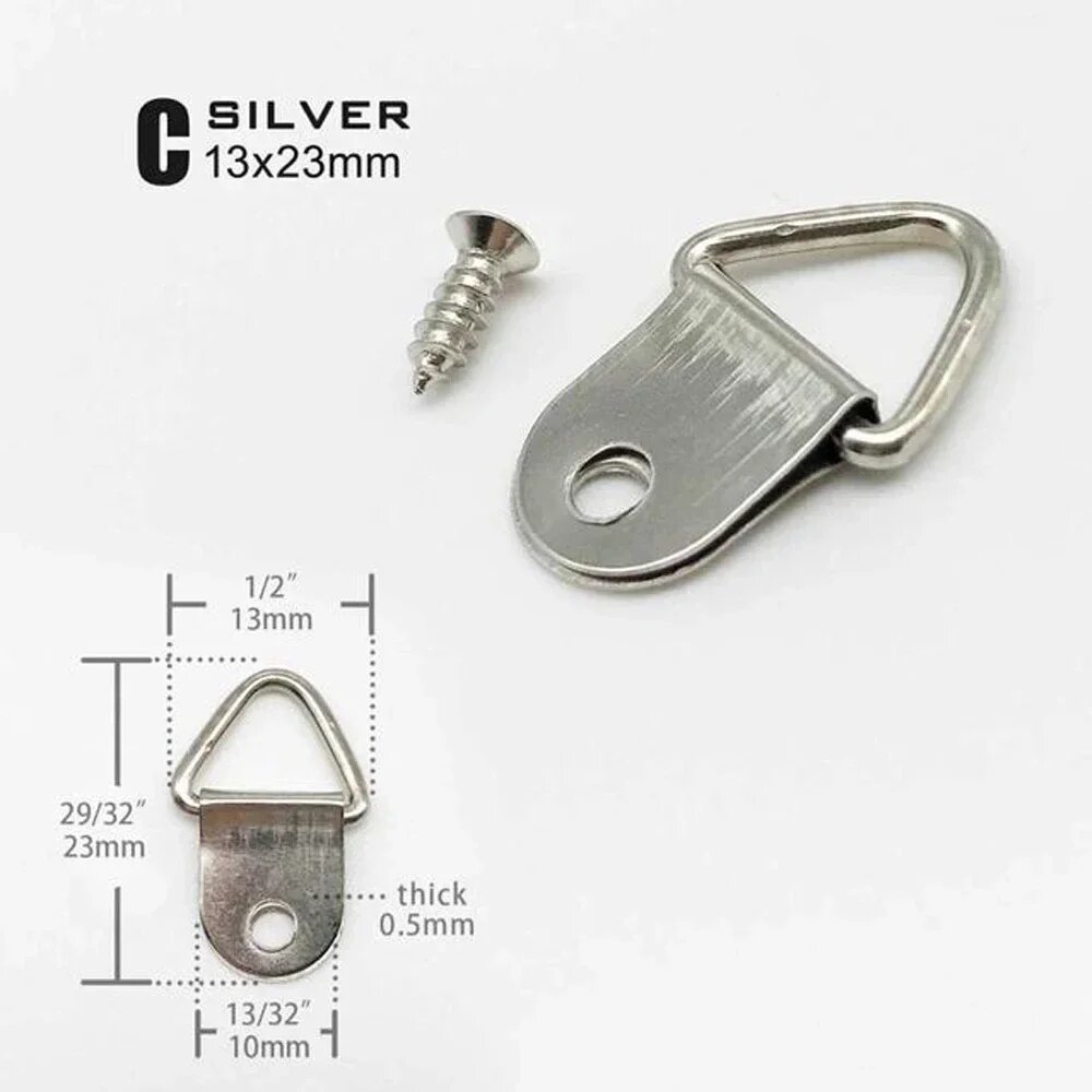 25 шт. металлические D-образные крючки для картин C Silver 13x23mm