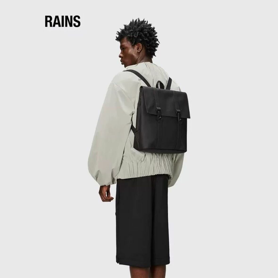 Рюкзак Rains MSN Bag Mini W3 - Водонепроницаемый Полиэстер, Черный Унисекс, Для Ноутбука 13', Скандинавский Стиль (Малый Размер)
