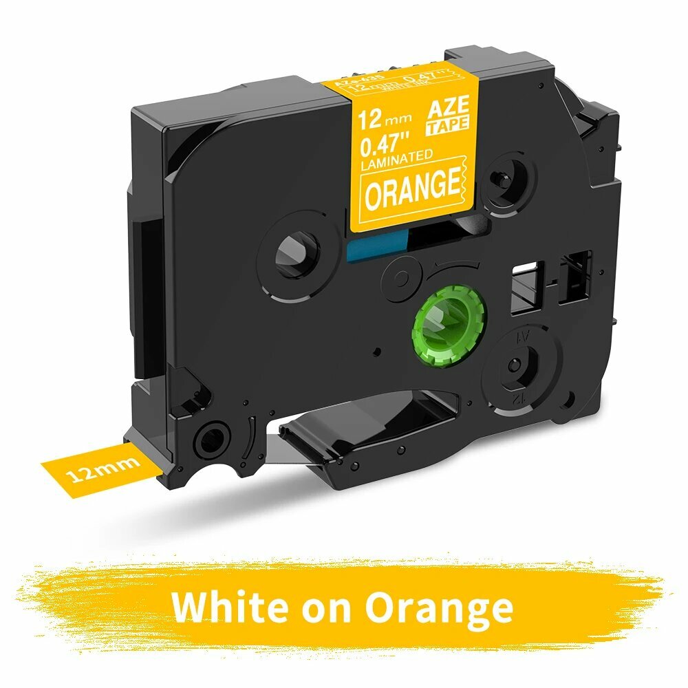 Лента для принтера этикеток Aken 12 мм, White on Orange