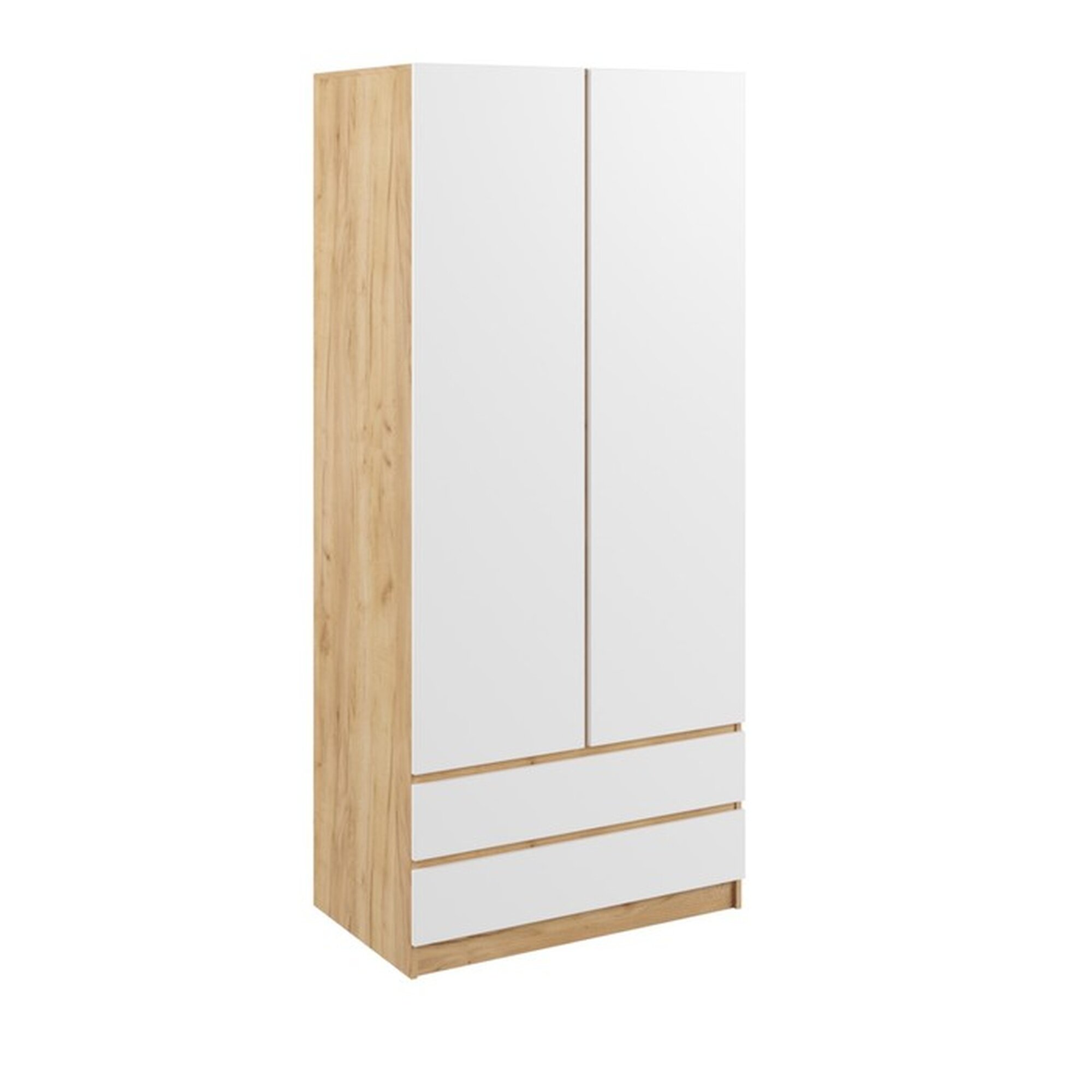 Шкаф двухстворчатый «Мадера», 2 ящика, 900×500×2100 мм, дуб крафт золотой/белый