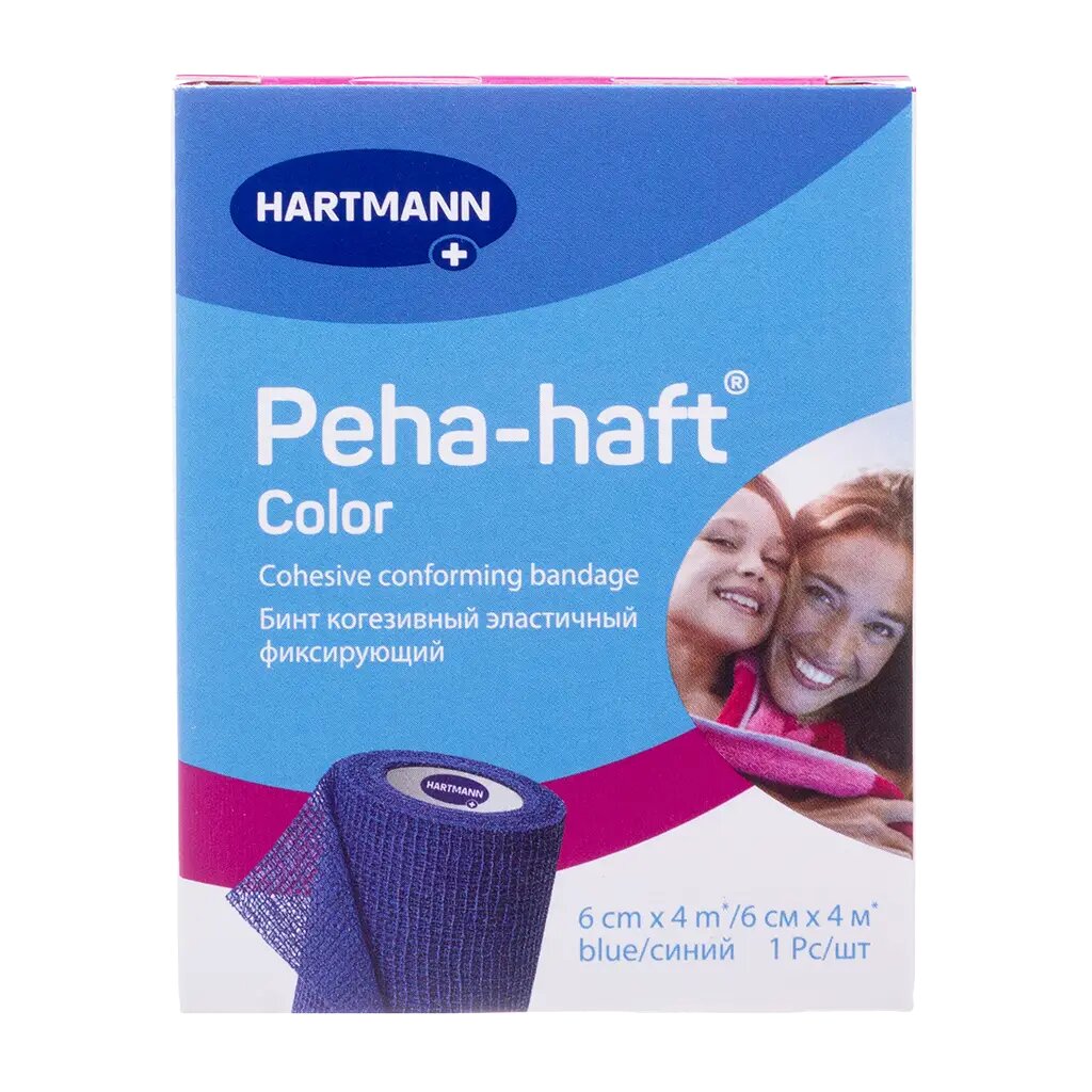 Бинт Пеха-хафт/Peha-haft Color когезивный эластичный фиксирующий 4 м х 6 см синий 1 шт