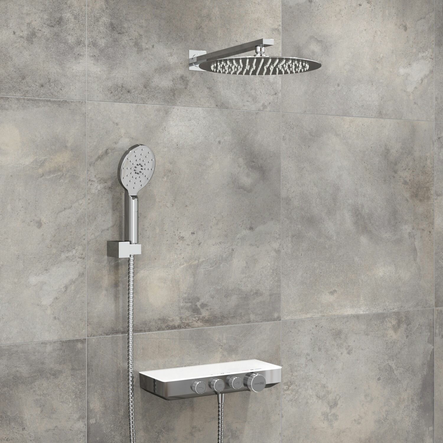 Душевая система скрытого монтажа с тропическим душем WasserKRAFT, Хром