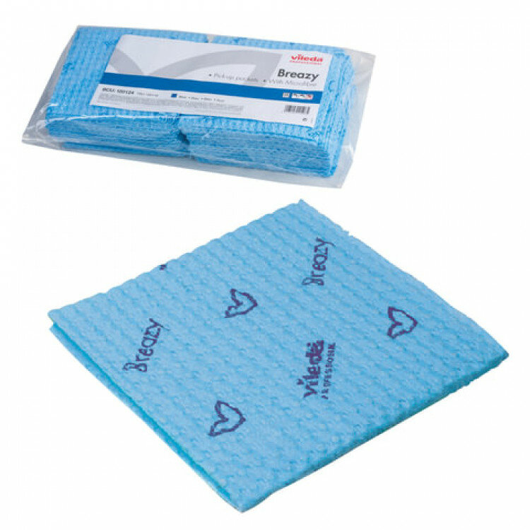 Салфетка VILEDA "Бризи", комплект 25 шт, объемное микроволокно, голубая, 35х35 см, 120124