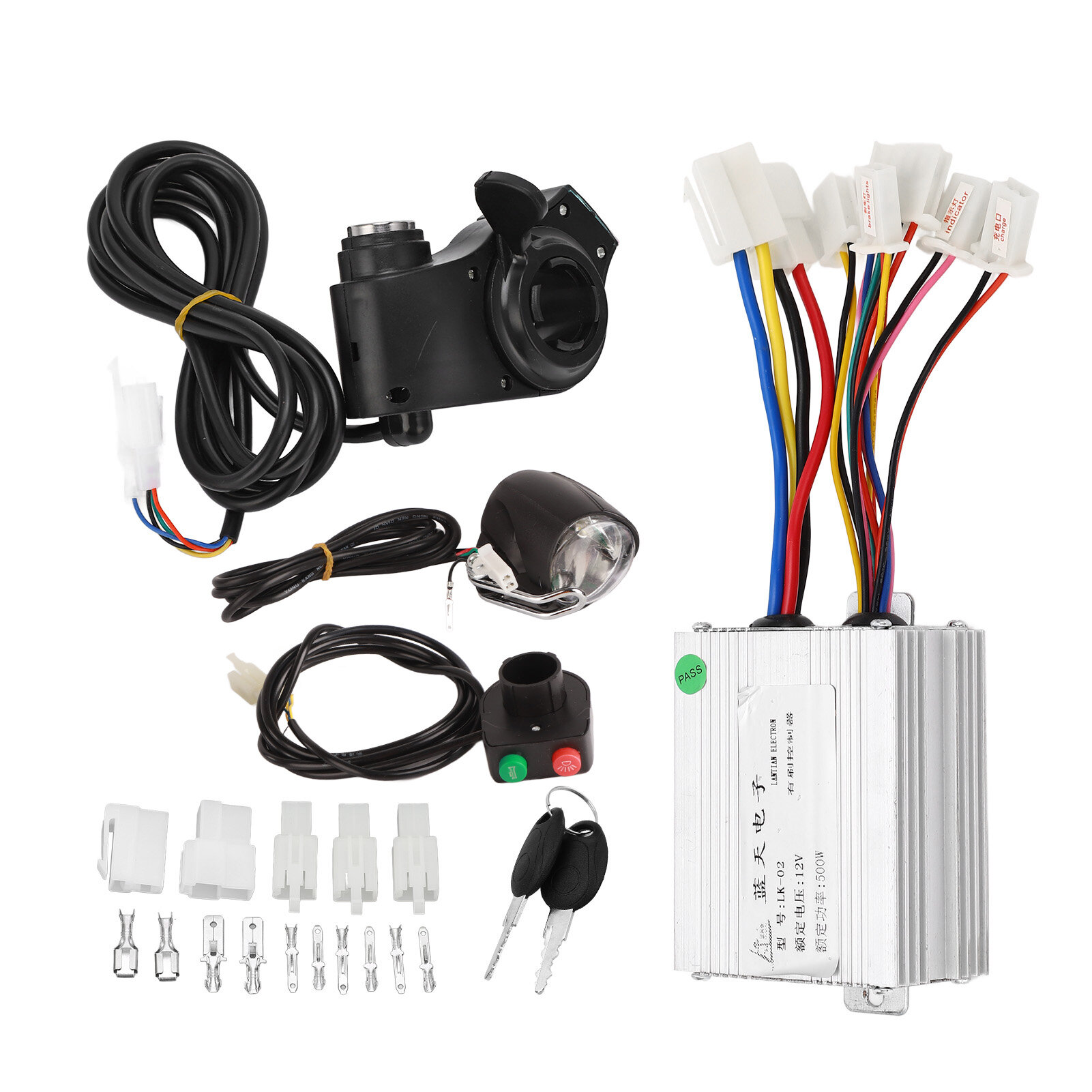 12 В 500 Вт контроллер щеточного двигателя фара дроссельная заслонка с замком и ключами для электрического велосипедного скутера