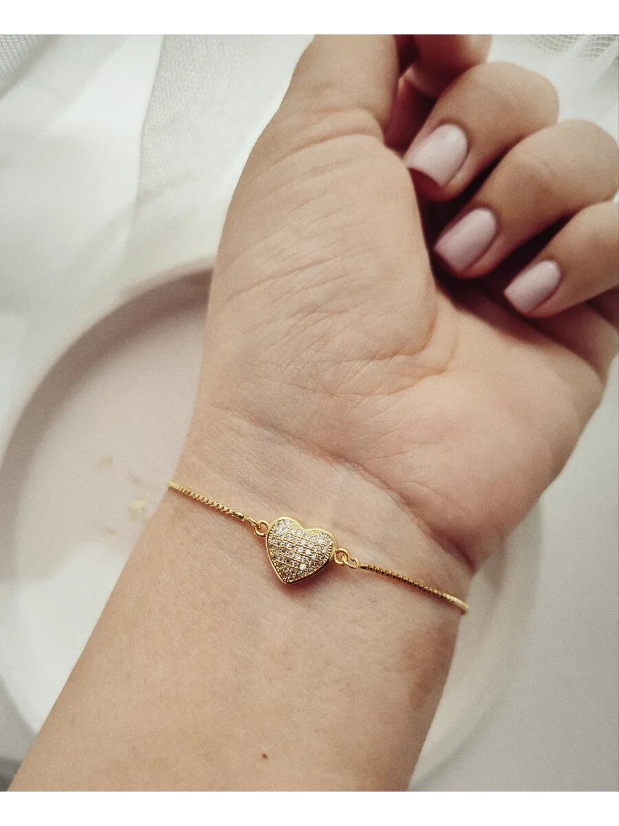 Браслет-цепочка, стекло, стразы