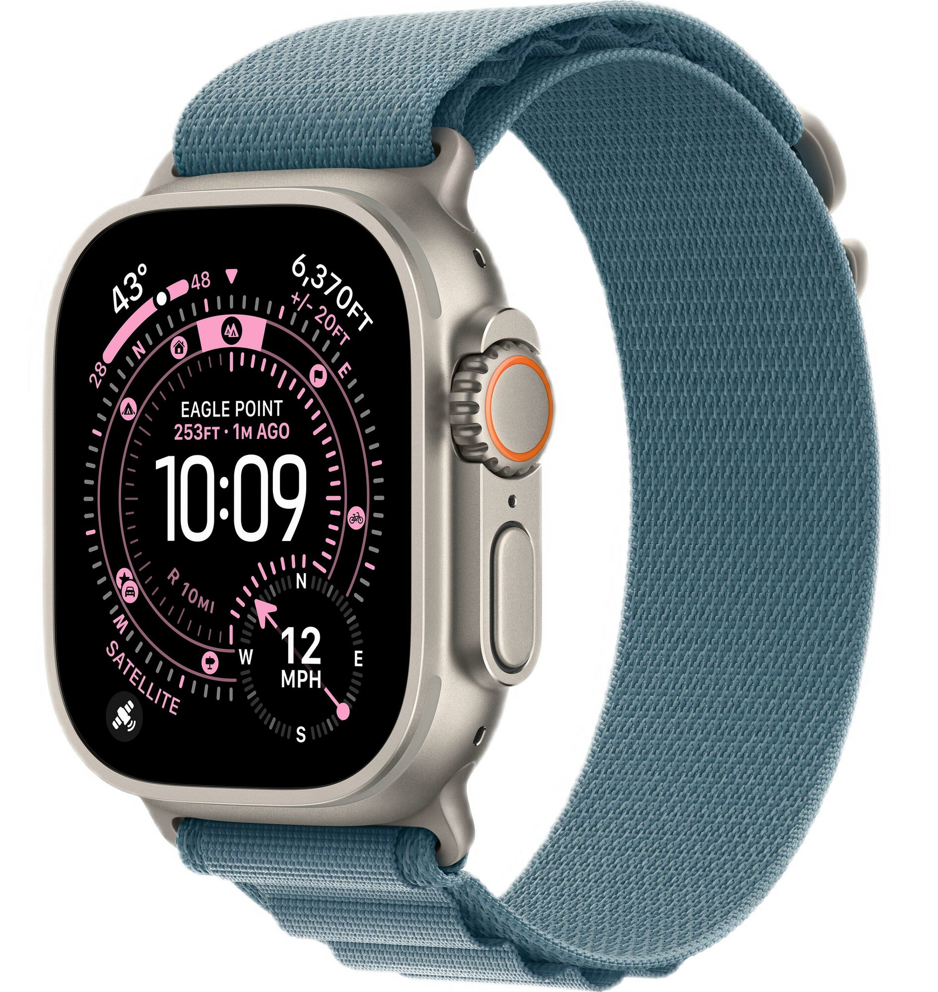 Часы Apple Watch Ultra 3 (2025) 49mm Natural Titanium Case with Light Blue Alpine Loop - Medium (GPS + Cellular)