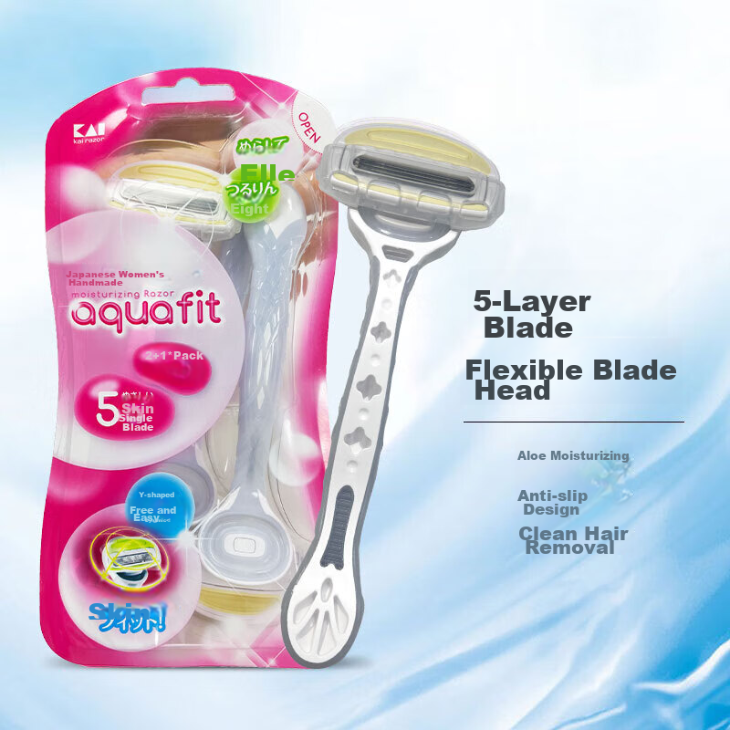 KAI Japan Imported Women's 5-Layer Blade Hair Removal Razor for Private Parts and Underarms, White, Set of 3