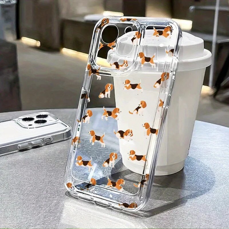 Милый чехол для телефона с рисунком бигля для iPhone 16, 17, 15 Pro, 11, 14, 13, 12 Pro Max, 14 Plus, 17 Air – Противоударный, мягкий, прозрачный чехол-накладка