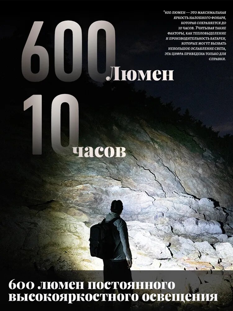 Налобный фонарь LED Lenser H8R черный перезаряжаемый с дальностью освещения 150 метров — фото 1