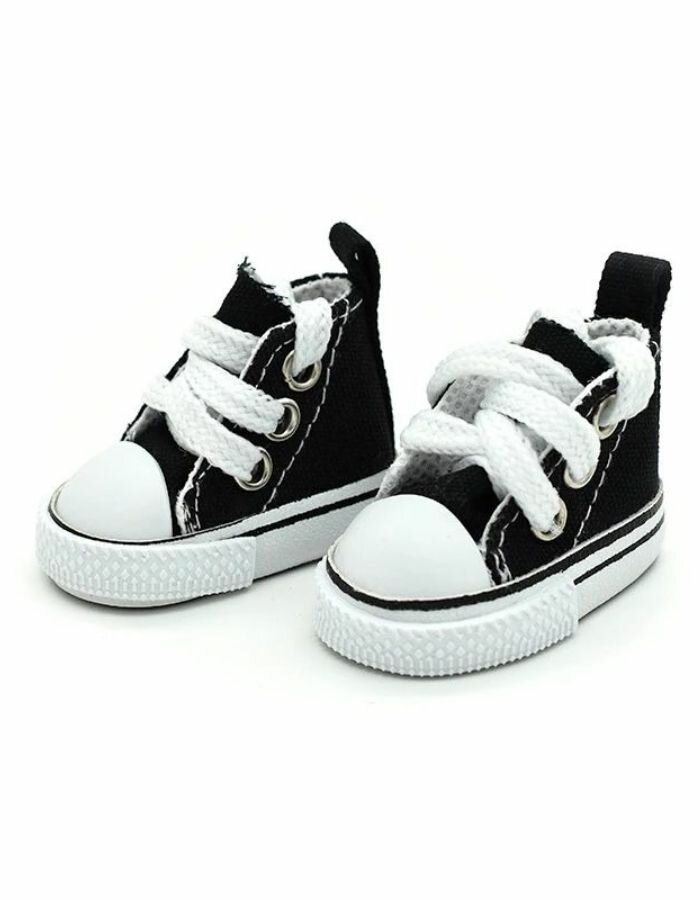 1 пара черной холстовой обуви, подходящая для одевания хлопковых кукол 20 см