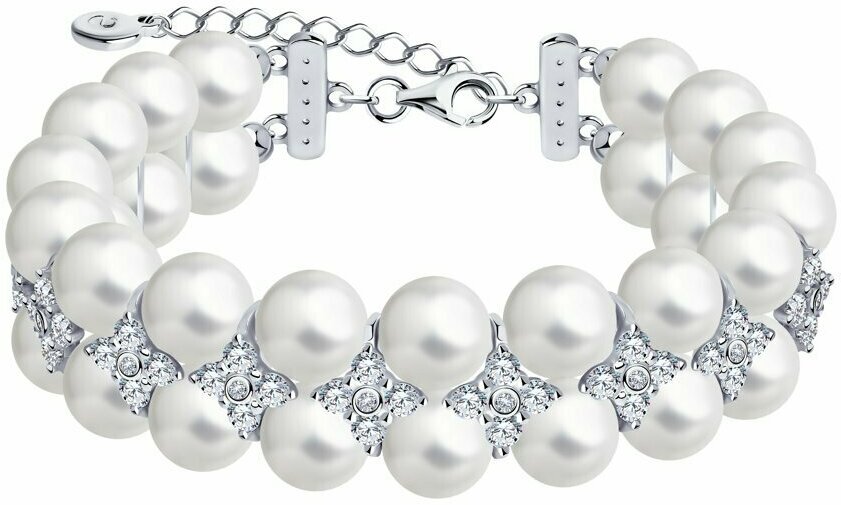 Браслет, серебро, 925 проба, жемчуг