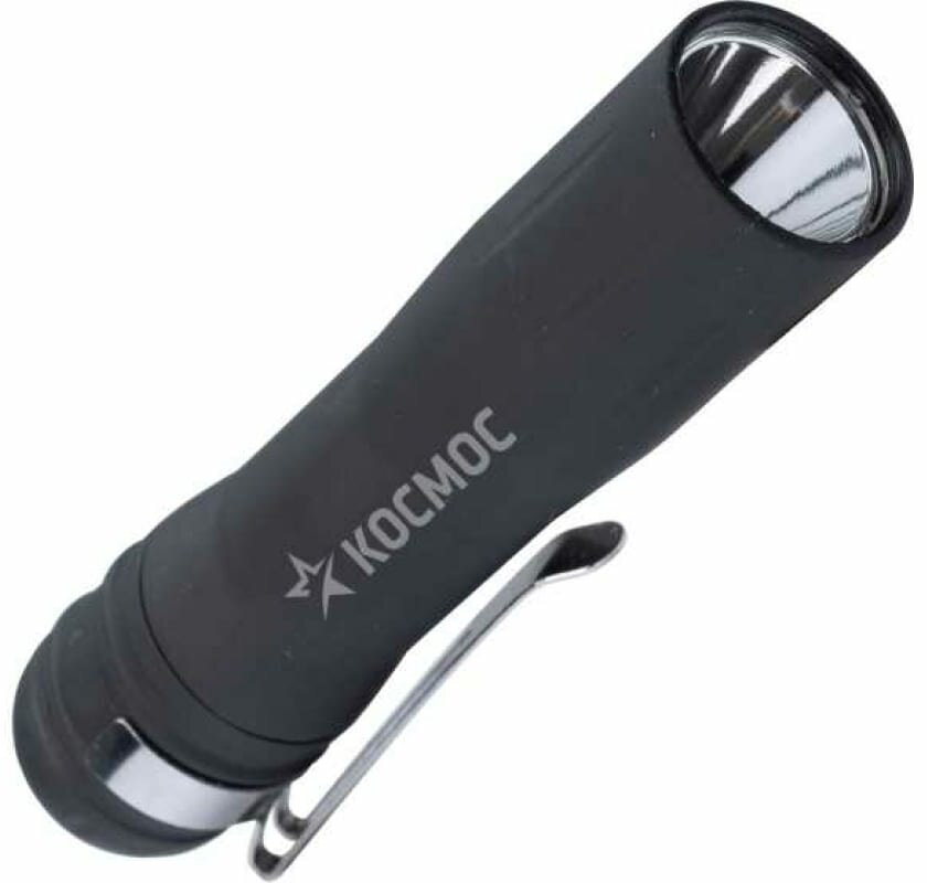 Космос ручной фонарь 0,5Вт LED на 1xAA, ABS-пластик с каучуковым напылением, клип KOC120B