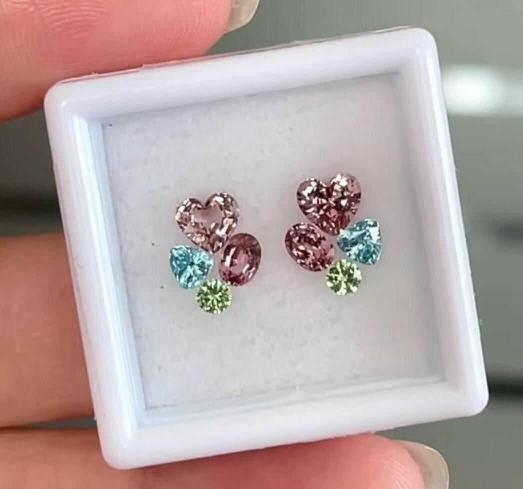 Сет камней True Stones, гранат, циркон, цаворит, натуральный камень, цвет зеленый "True Stones"