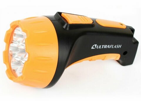Фонарь аккумуляторный ULTRAFLASH 7хLED, 2 режима, выдвижная вилка, заряд от сети, LED3807
