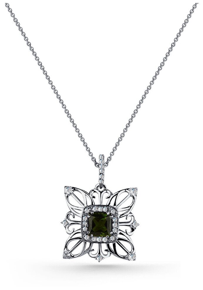 Колье, белое золото, 585 проба, турмалин, бриллиант