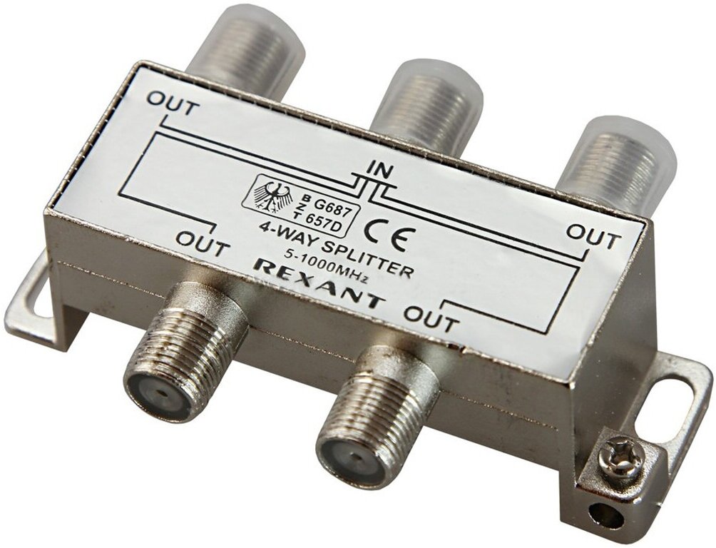 Делитель Rexant на 4 ТВ под F-разъем, 5-1000 MHz {05-6003} (1 шт)