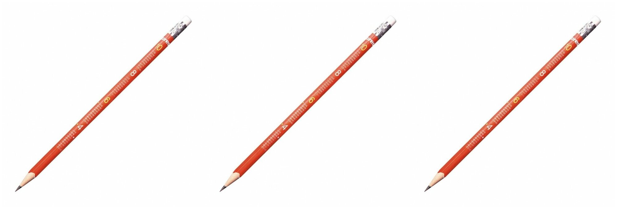 Kores Карандаш чернографитный трехгранный HB с ластиком, 3 шт