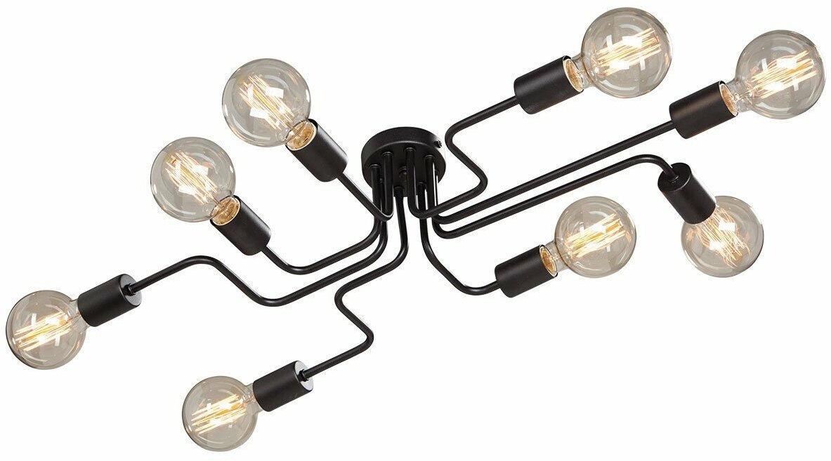 Люстра потолочная VITALUCE Амиго 8, 38x16x76 см, e27, 24 кв. м, цвет черный